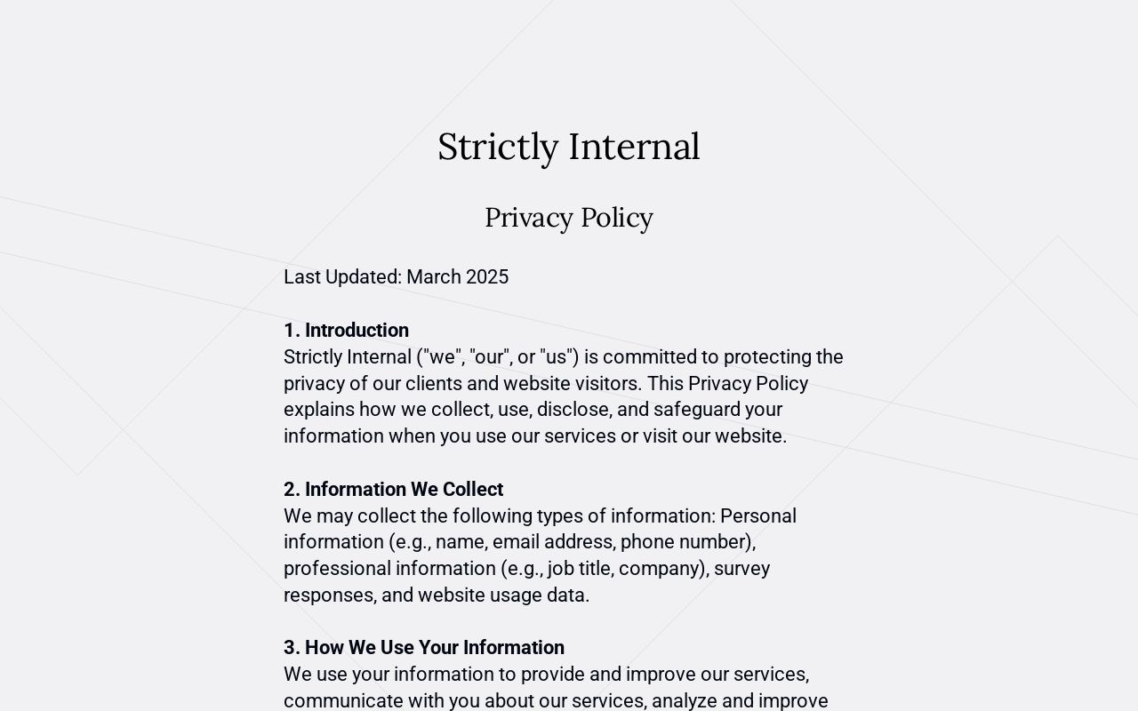 Strictly Internal Services: Privacy Policy